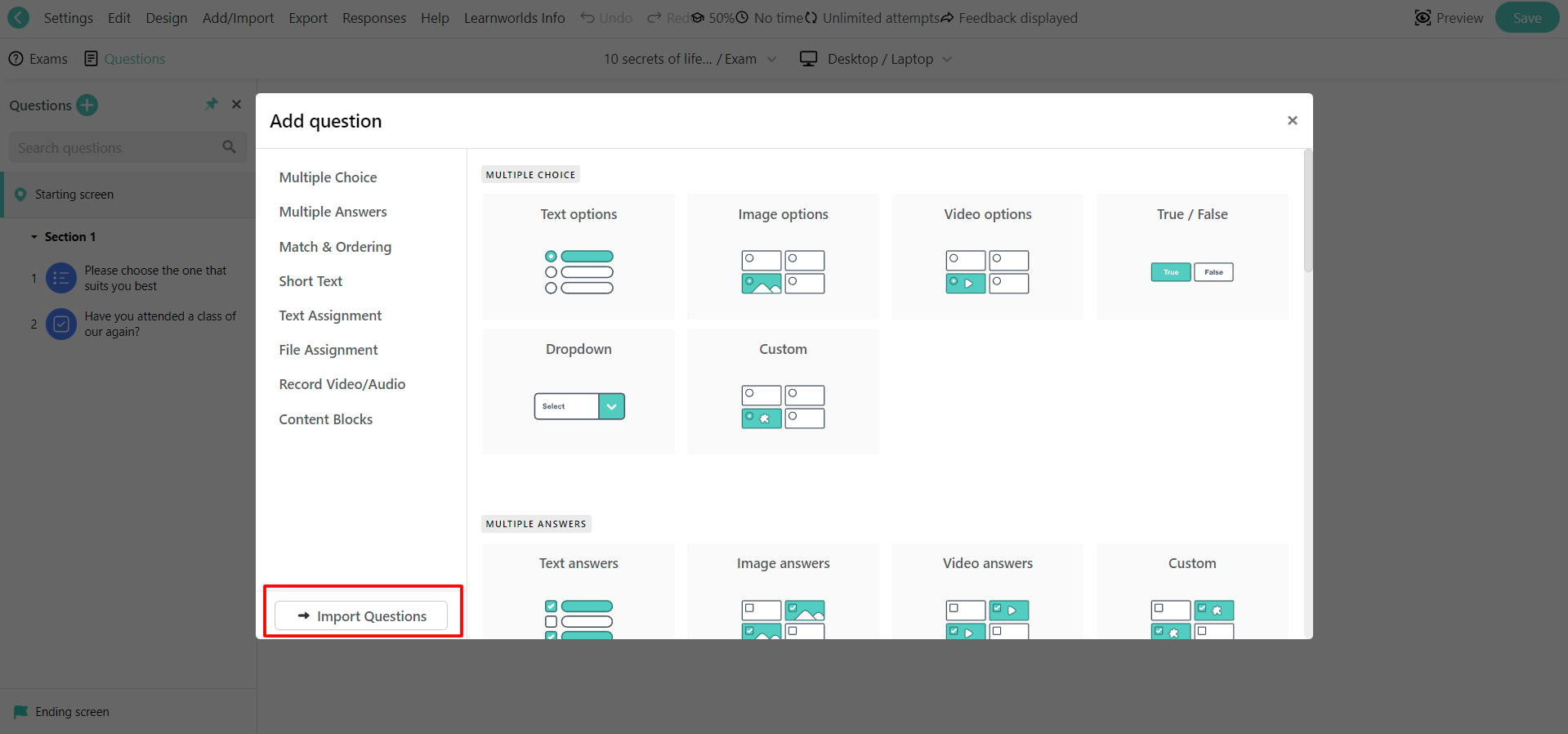 How to Import Questions to Assessments via the Question Bank ...
