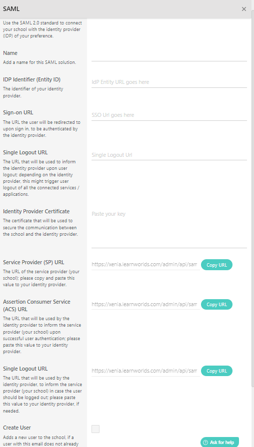 How to Use Auth0 with Learnworlds SAML SSO : LearnWorlds Help Center