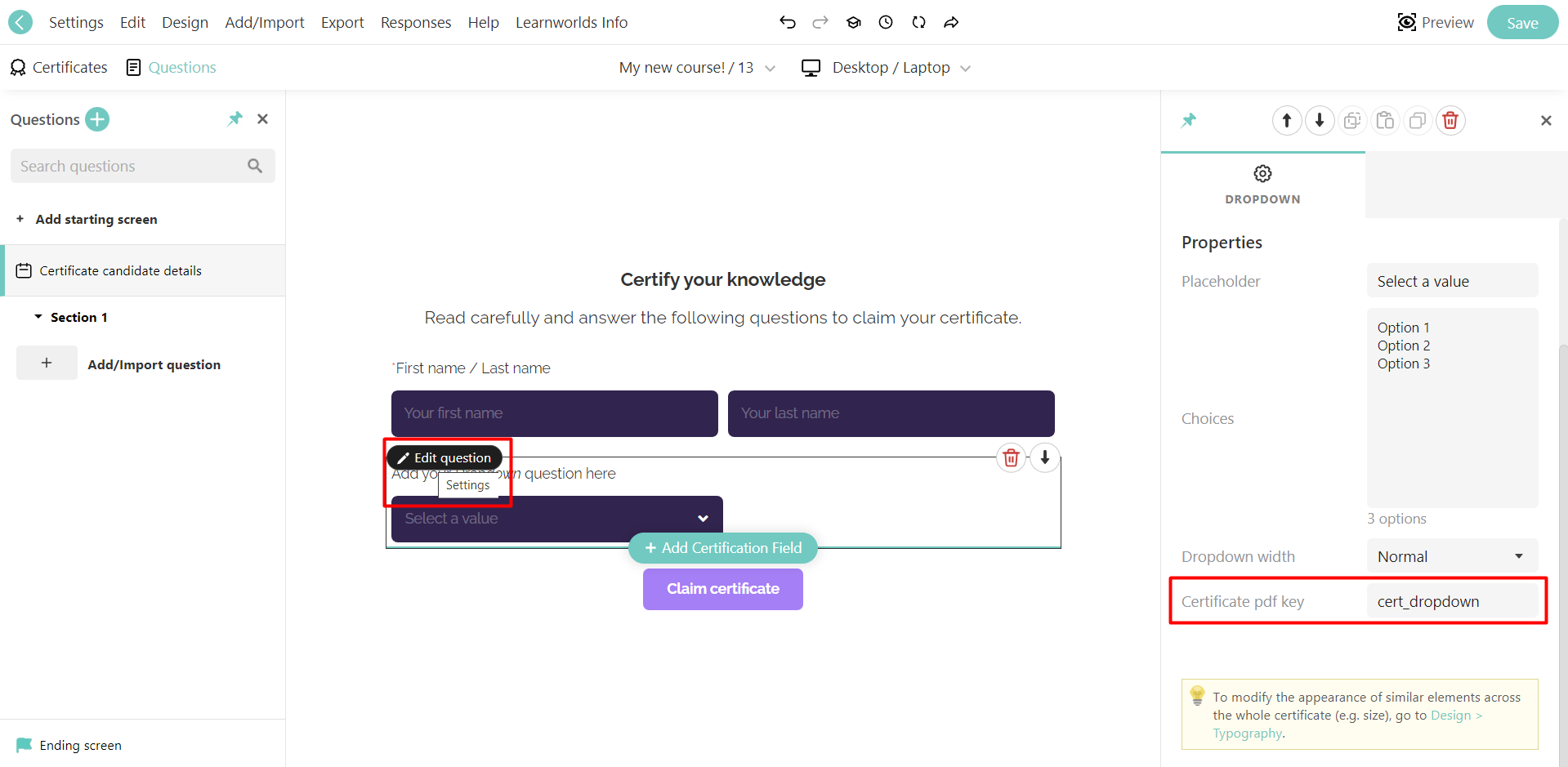 How to Create a Certificate Template : LearnWorlds Help Center