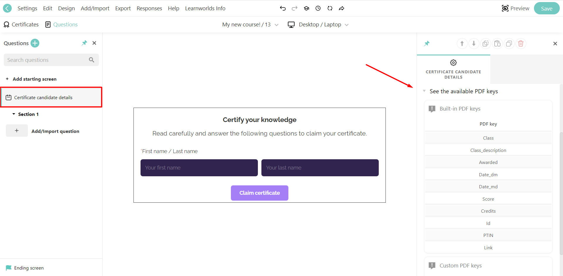 How to Create a Certificate Template : LearnWorlds Help Center
