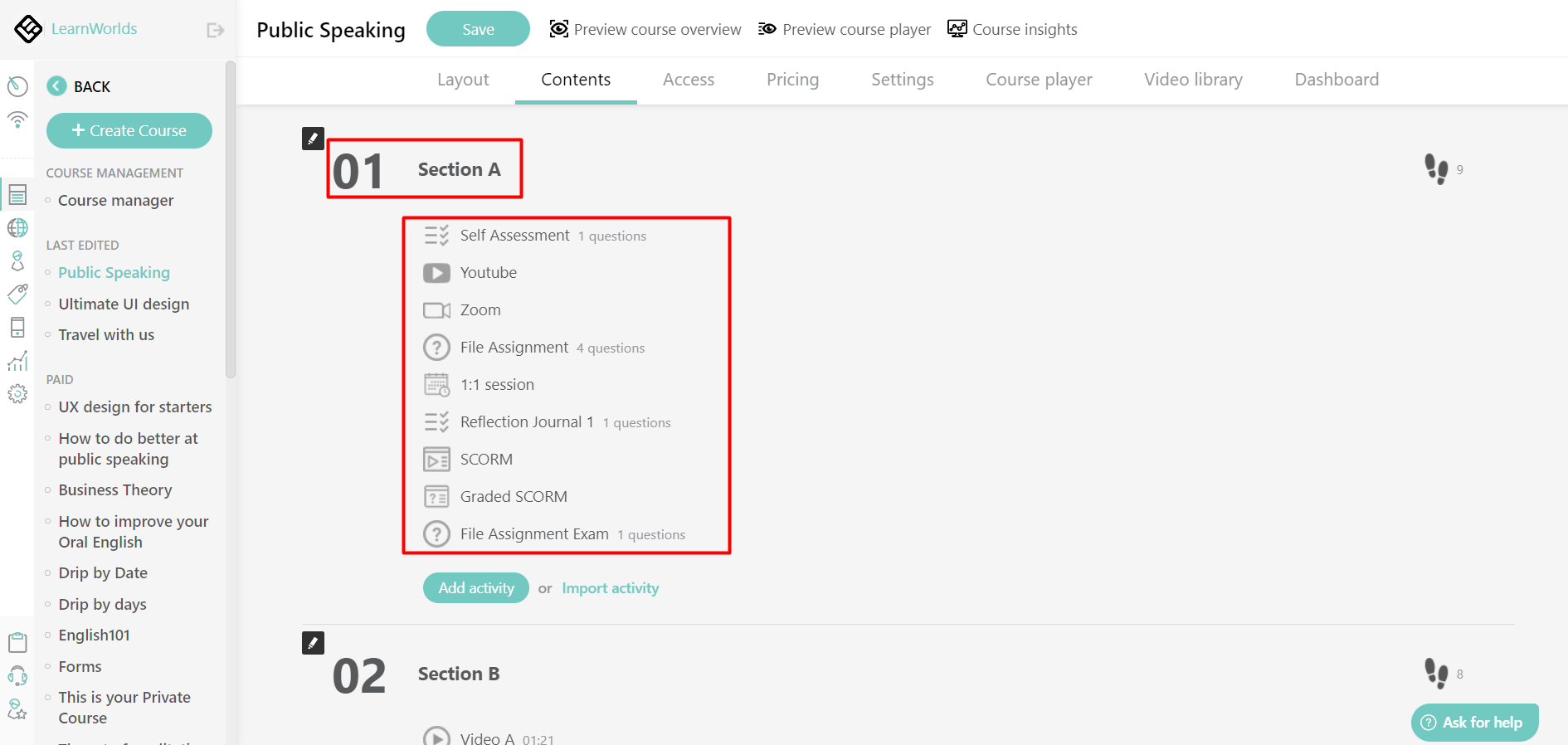 General Overview: Creating Courses : LearnWorlds Help Center