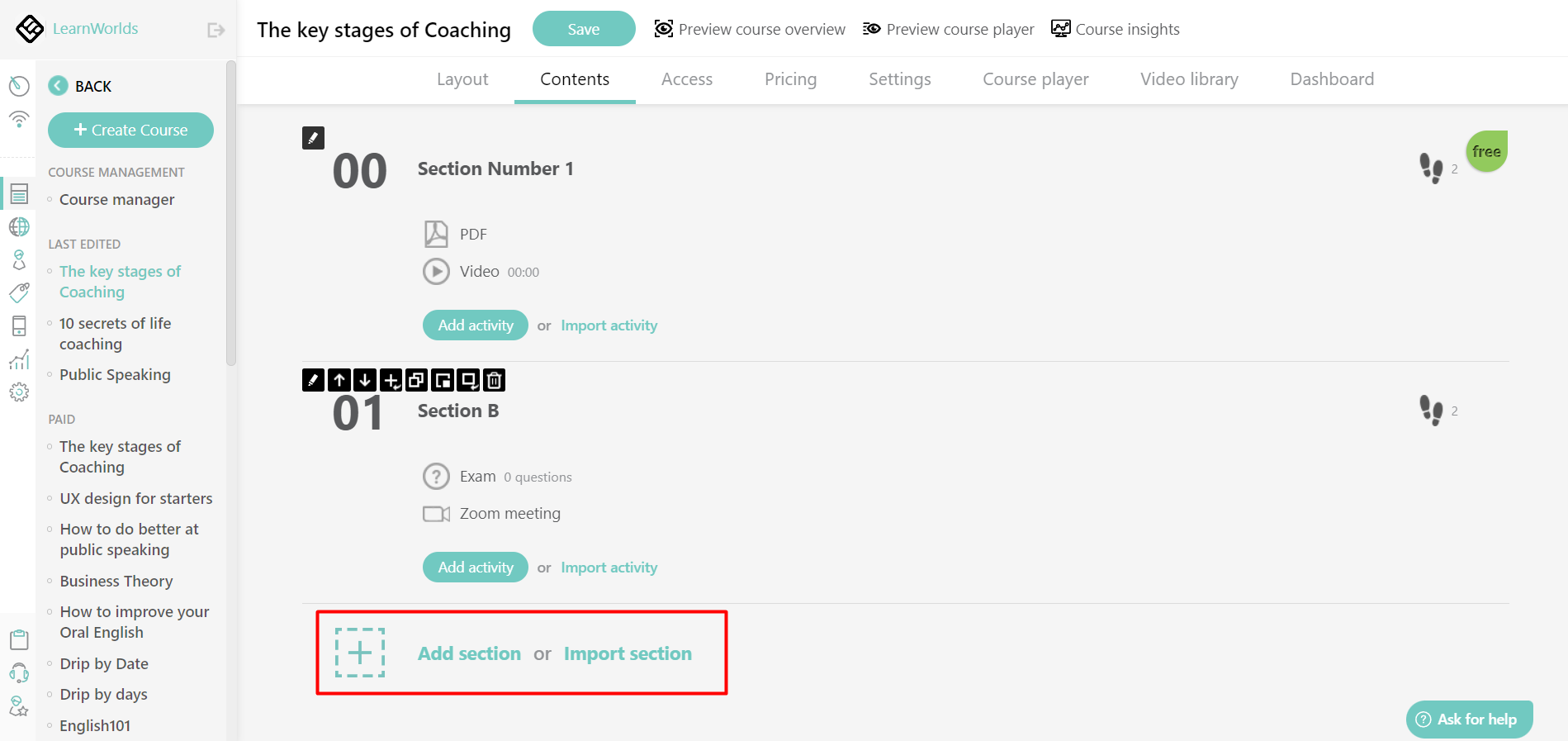 How to use Sections to Organize your Course Content : LearnWorlds Help ...