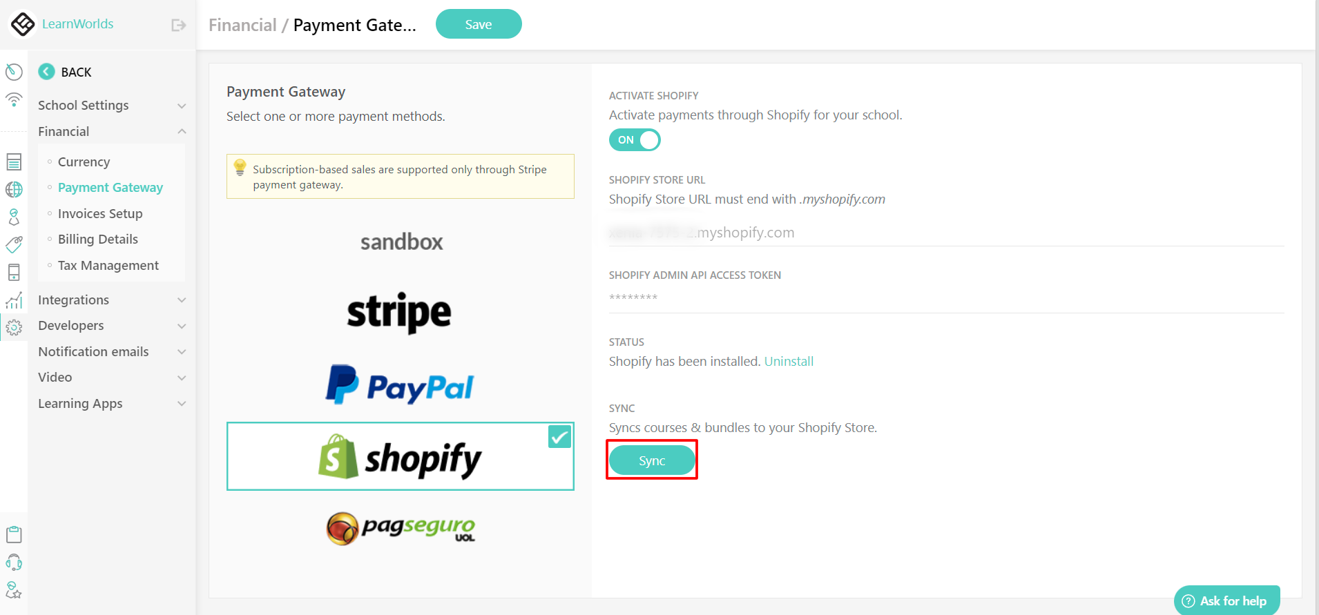 Shopify Payment Gateway : LearnWorlds Help Center