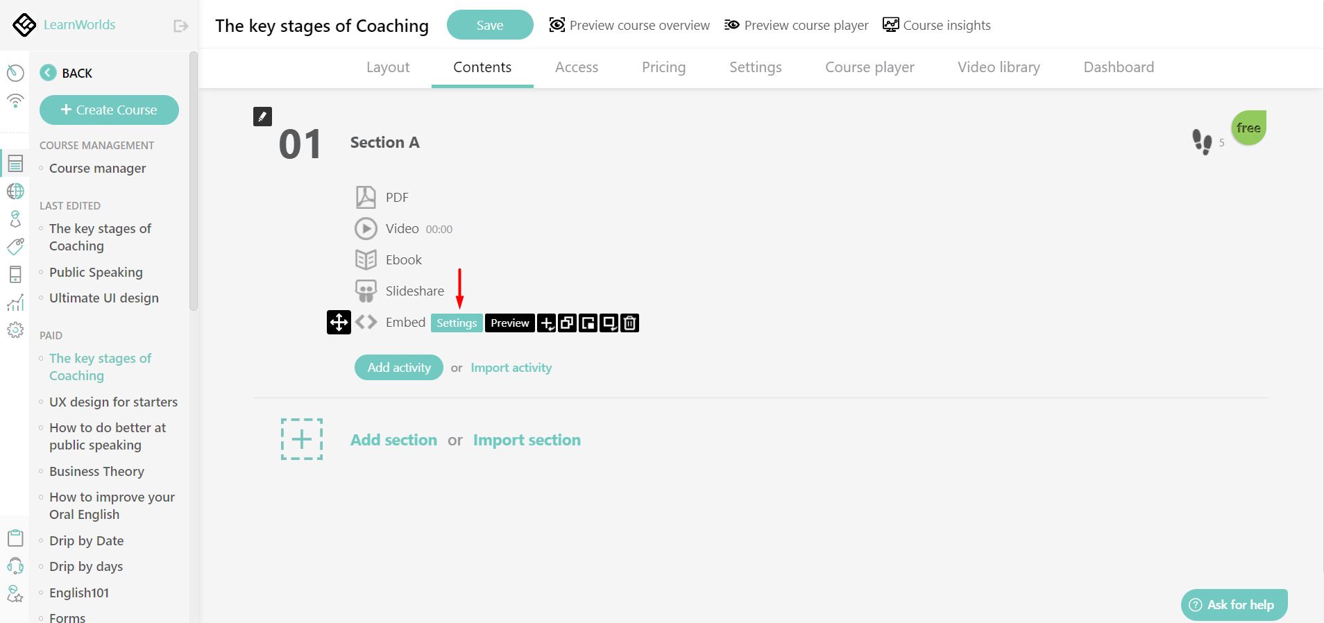 How to Create an Embed Learning Activity : LearnWorlds Help Center