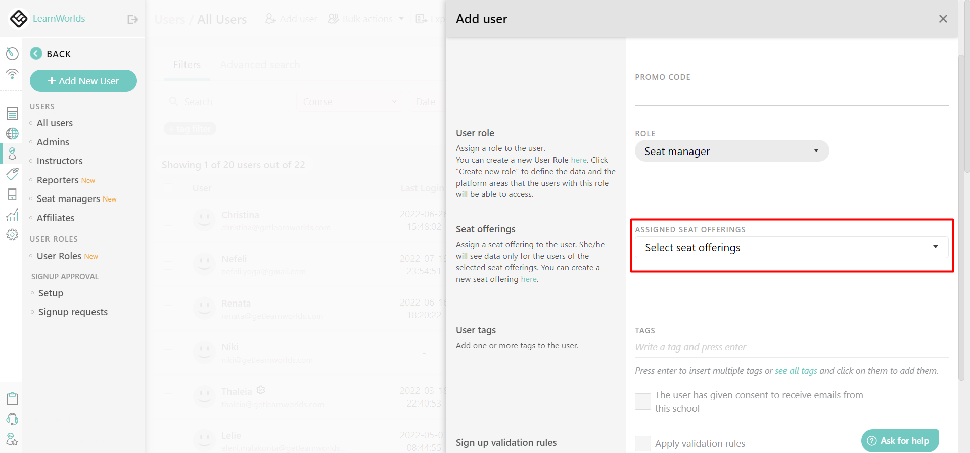 How to Assign User Roles : LearnWorlds Help Center