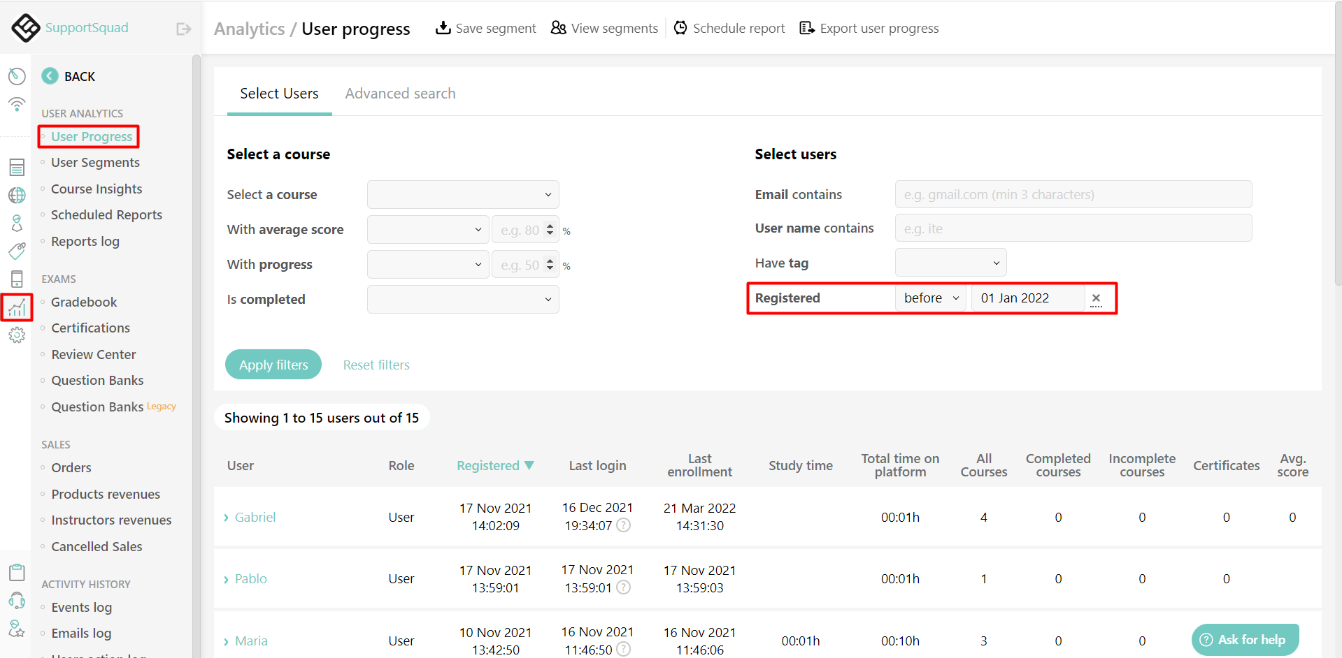 How to Clear your User Database : LearnWorlds Help Center