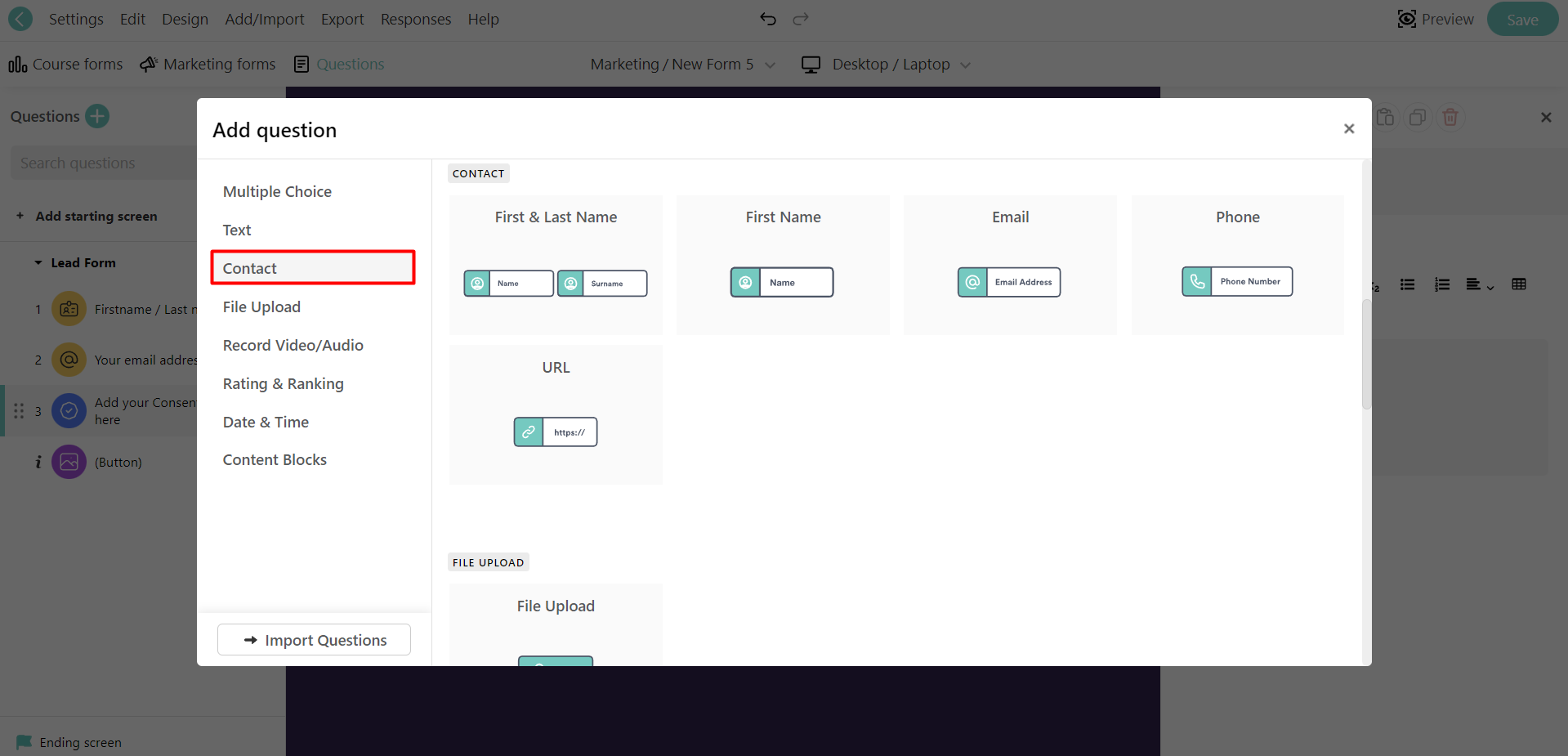 How to Capture Leads using a Marketing form : LearnWorlds Help Center