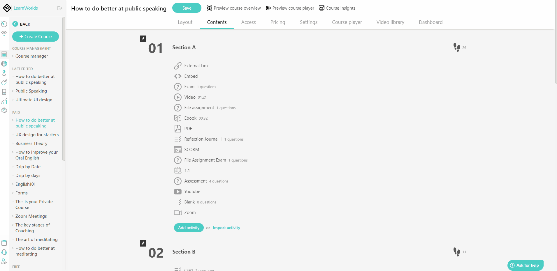 How to create an Ebook learning activity : LearnWorlds Help Center