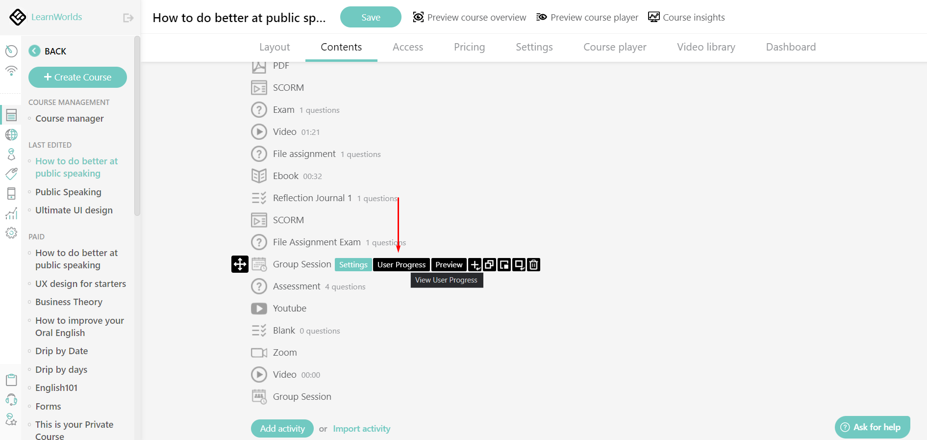 How to Create a Group Session Learning Activity : LearnWorlds Help Center