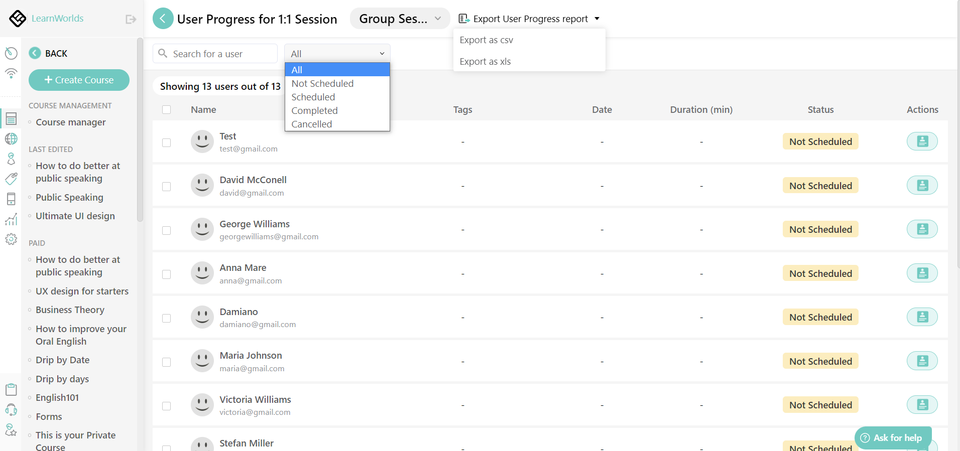 How to Create a Group Session Learning Activity : LearnWorlds Help Center