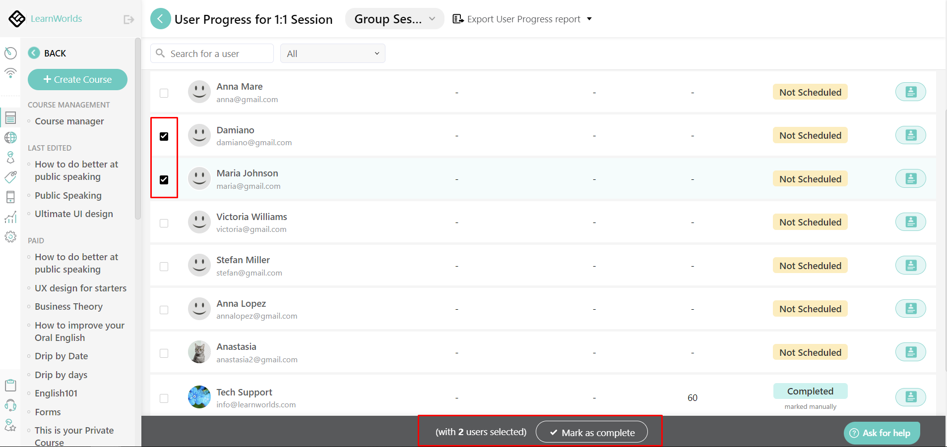 How to Create a Group Session Learning Activity : LearnWorlds Help Center