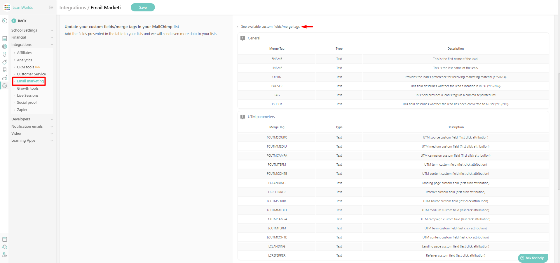 How to Integrate MailChimp with your LearnWorlds School : LearnWorlds Help Center