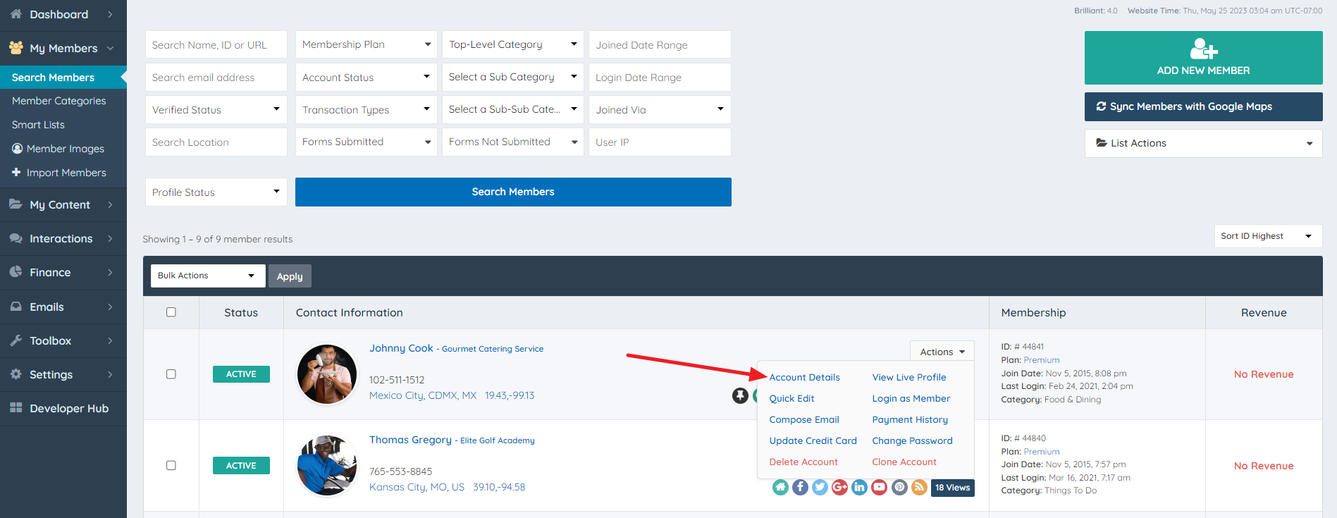 Account Details Section For Members | Brilliant Directories ...