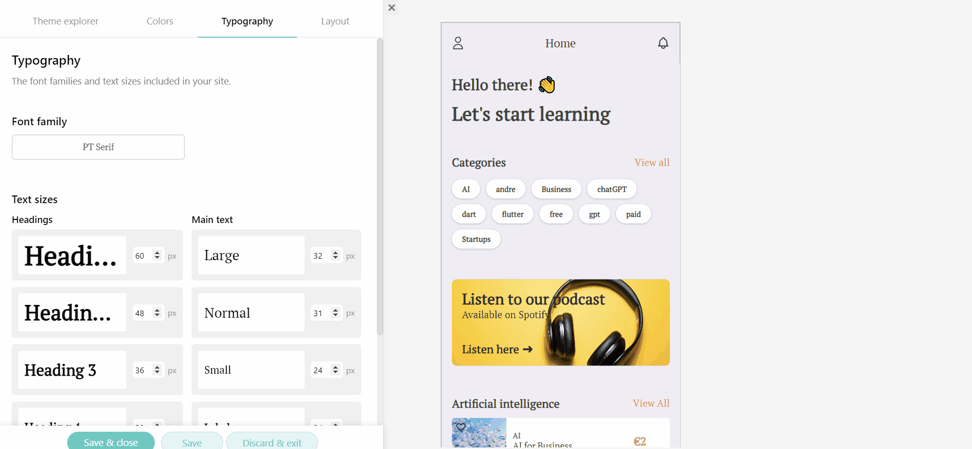 How to Customize your Mobile app Colors and Typography - Theme Explorer ...