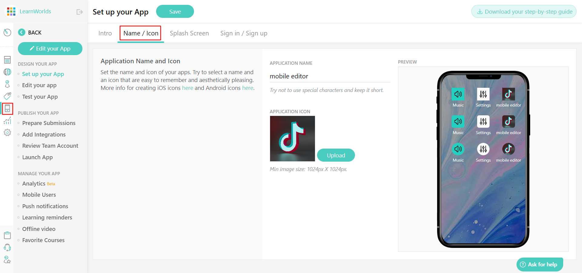 How to Set Up your Mobile App : LearnWorlds Help Center
