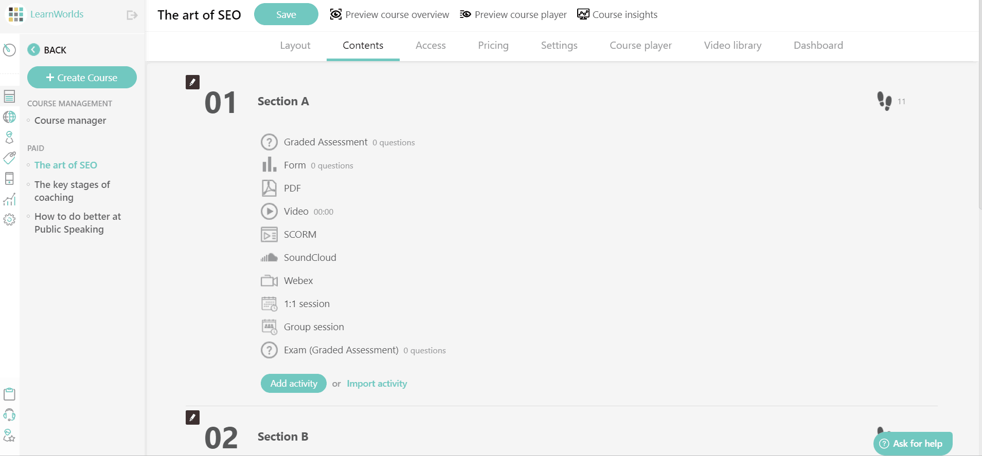 How to Create an Embed Learning Activity : LearnWorlds Help Center