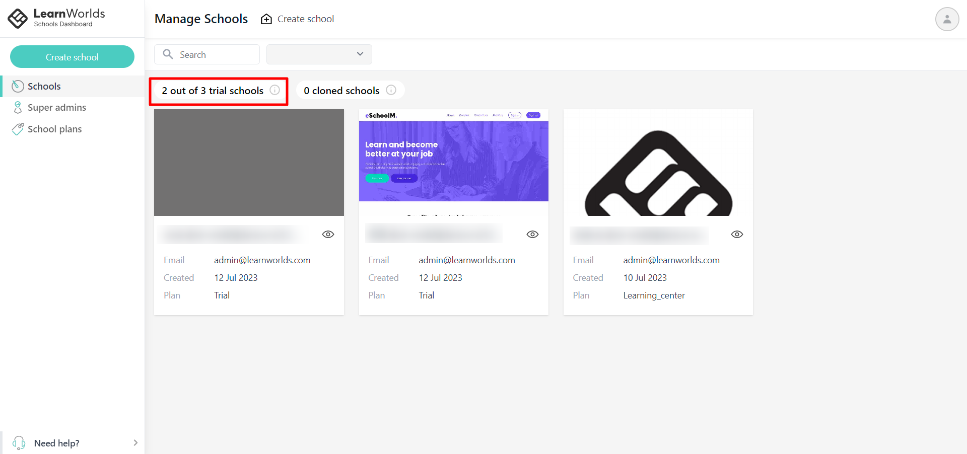 Multiple LearnWorlds Schools Dashboard Overview : LearnWorlds Help Center