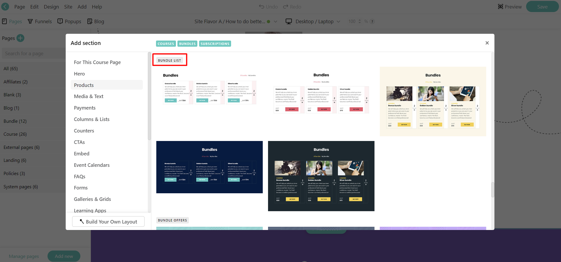 How to Customize the Bundles Page - Bundle Sections : LearnWorlds Help ...