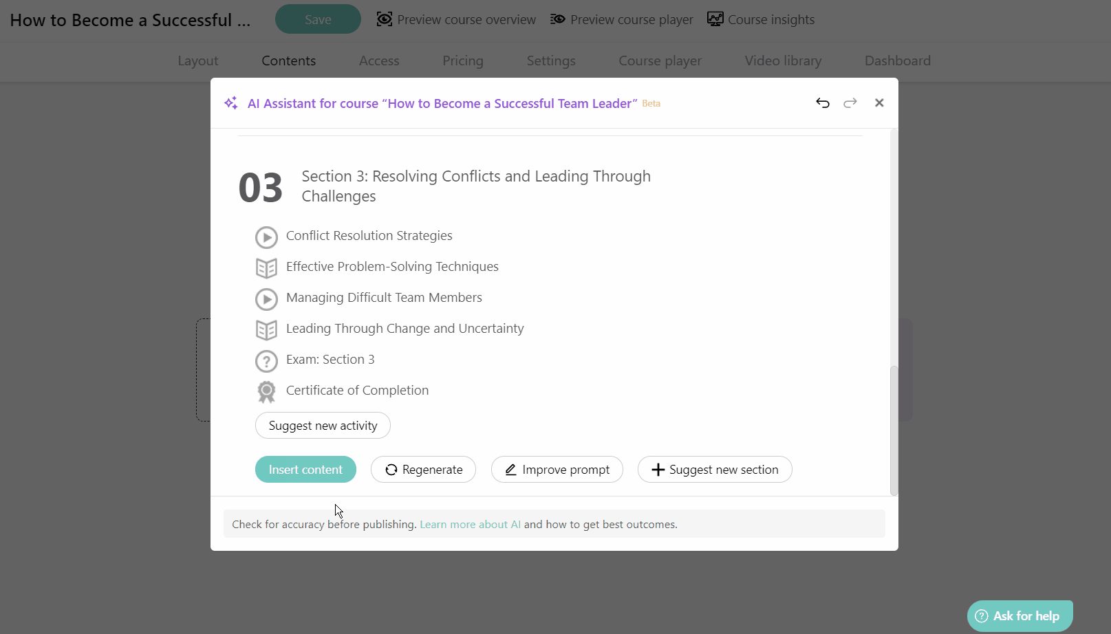 How to Utilize AI to Create a Course Outline : LearnWorlds Help Center