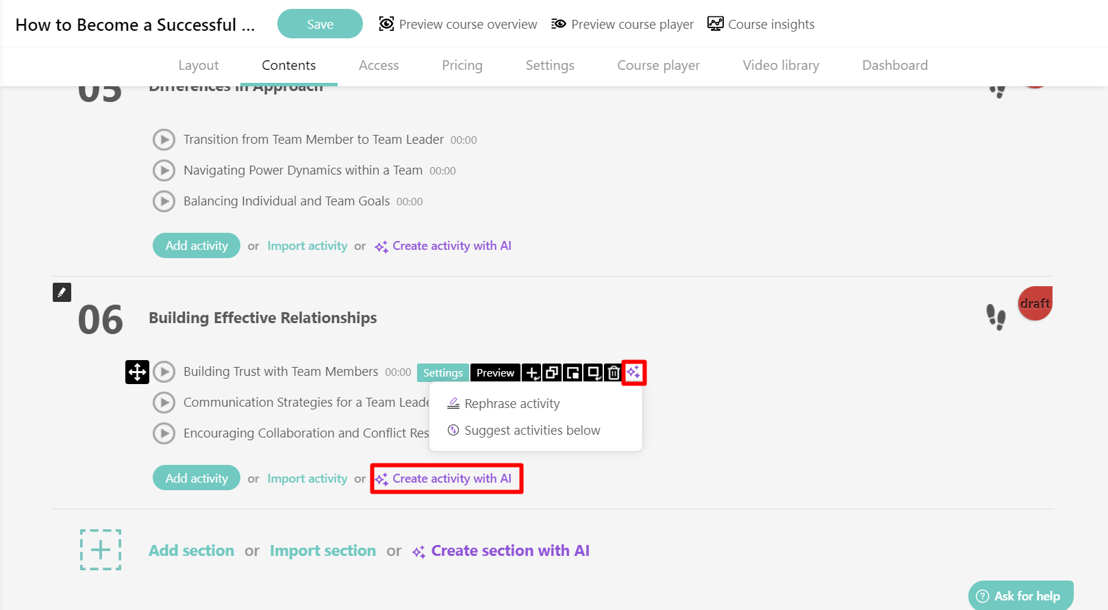 How to Utilize AI to Create a Course Outline : LearnWorlds Help Center