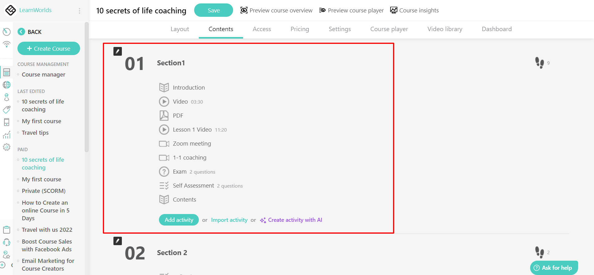 General Overview: Creating Courses : LearnWorlds Help Center