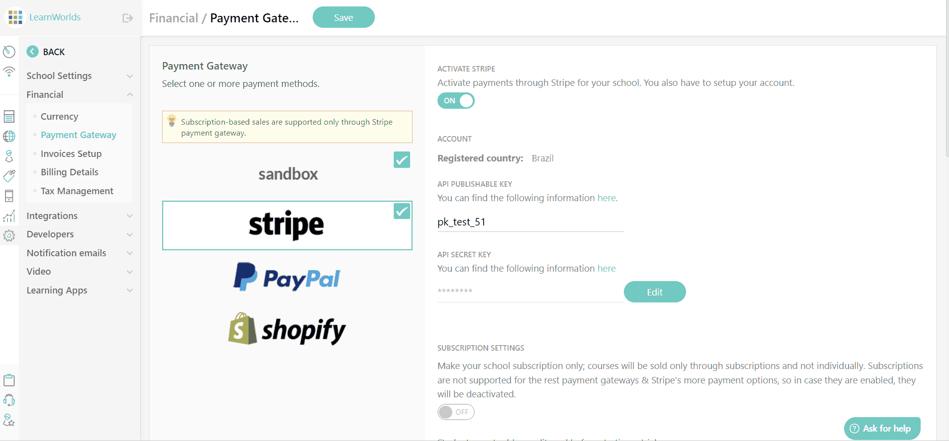 How to Accept Boleto Payments through Stripe : LearnWorlds Help Center