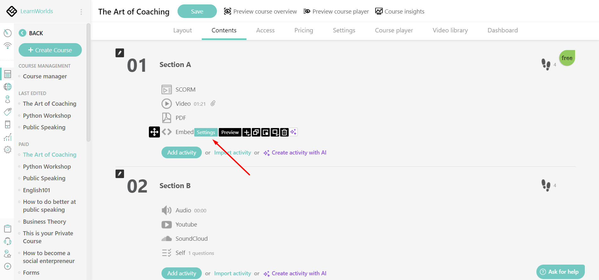How to Create an Embed Learning Activity : LearnWorlds Help Center