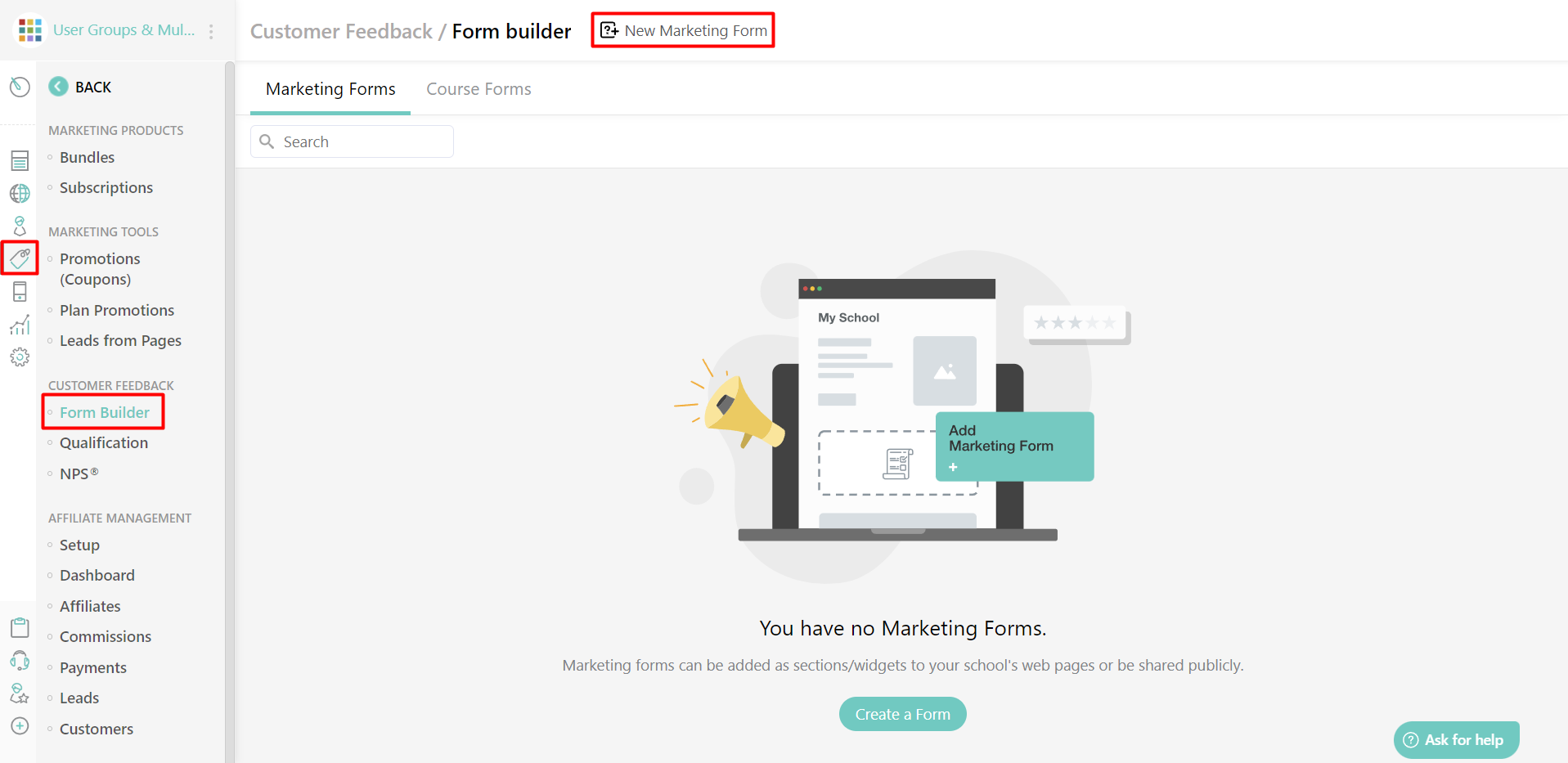 How to Create Marketing Forms : LearnWorlds Help Center