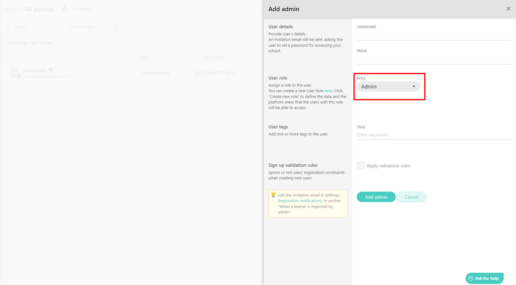 How to Create an Admin Account : LearnWorlds Help Center