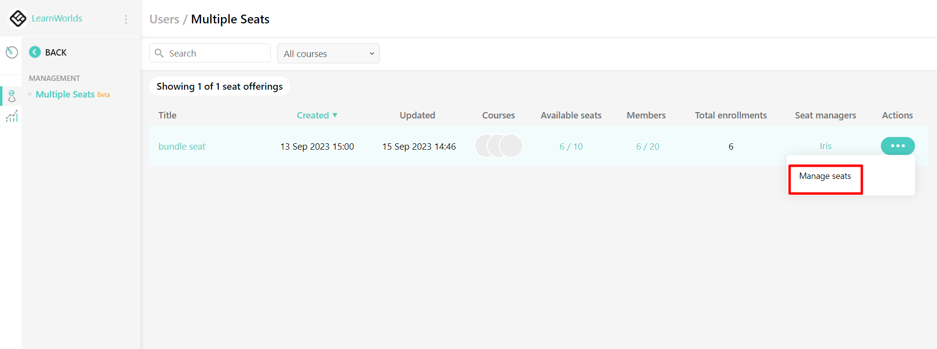 Seat Manager Support Guide : LearnWorlds Help Center