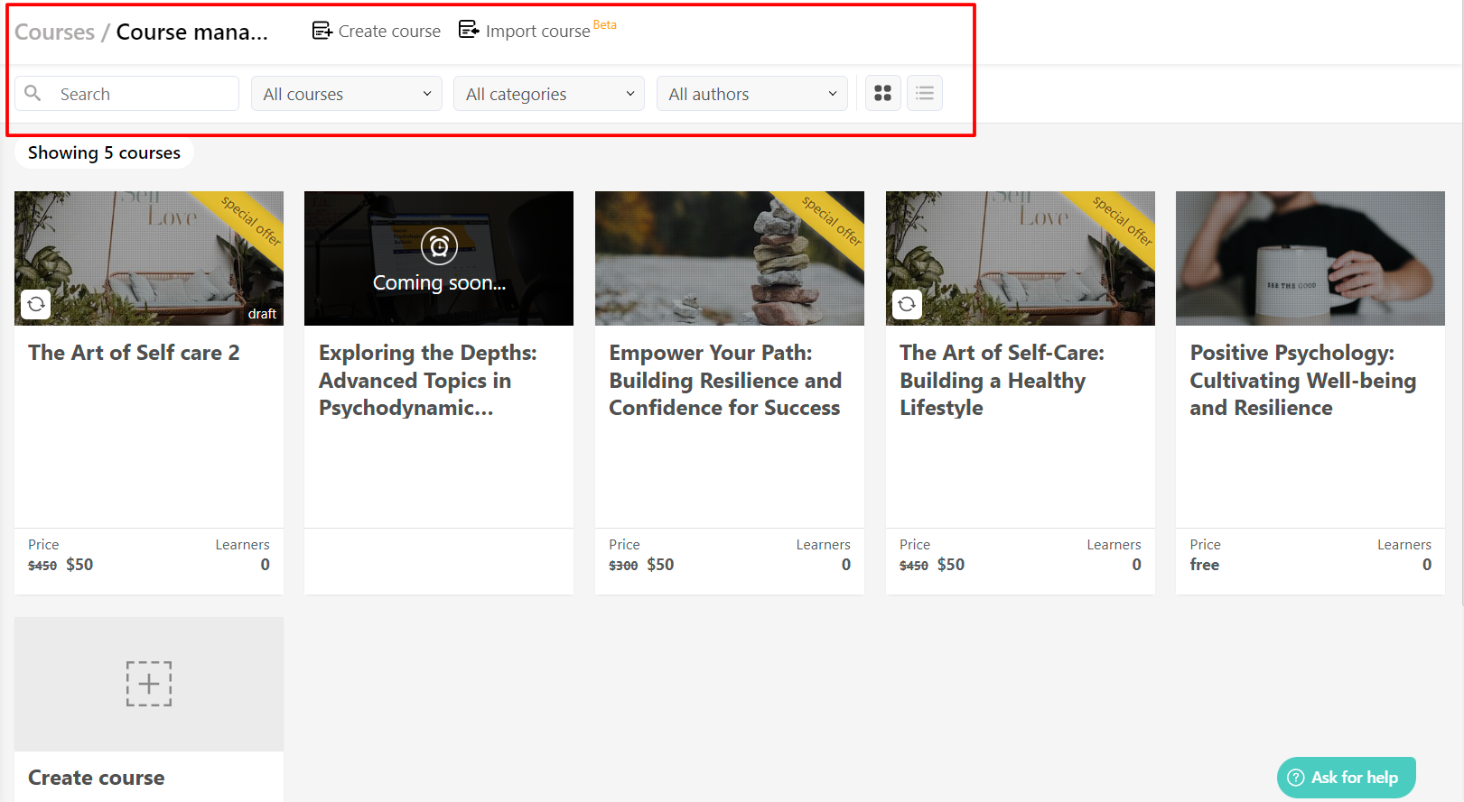 How to Manage your Courses (Course Manager) : LearnWorlds Help Center