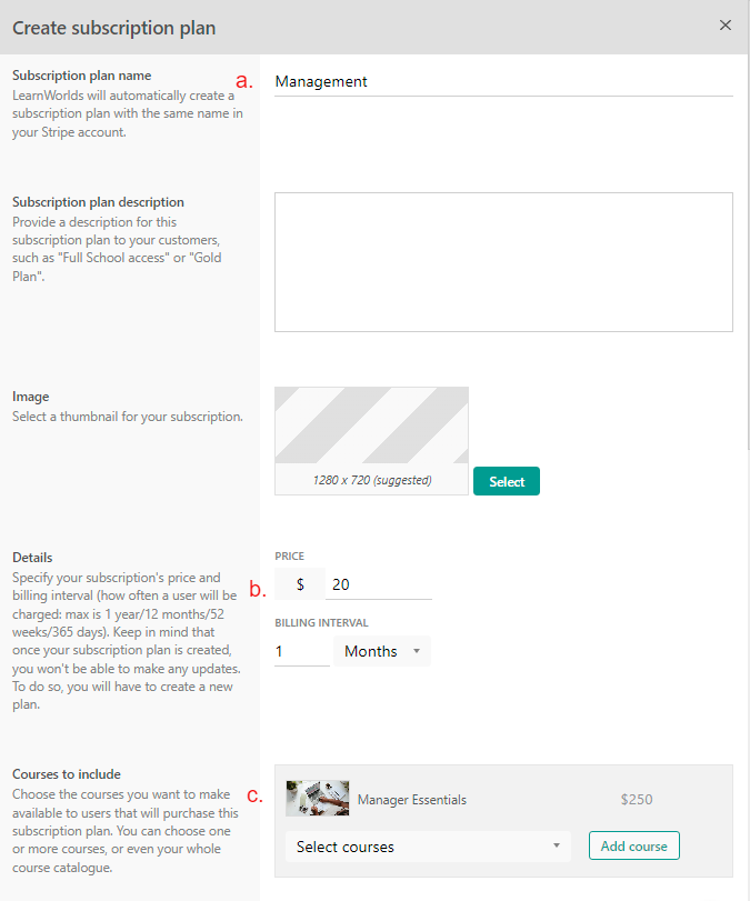 How to Create Subscription Plans : LearnWorlds Help Center