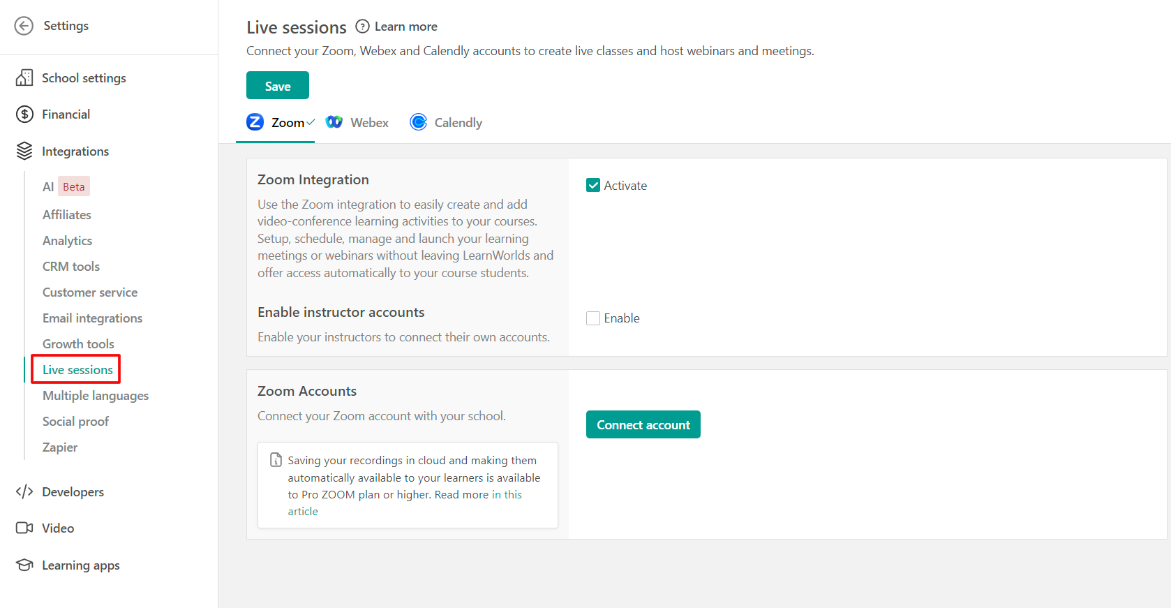 How to Integrate Zoom with your LearnWorlds School : LearnWorlds Help Center