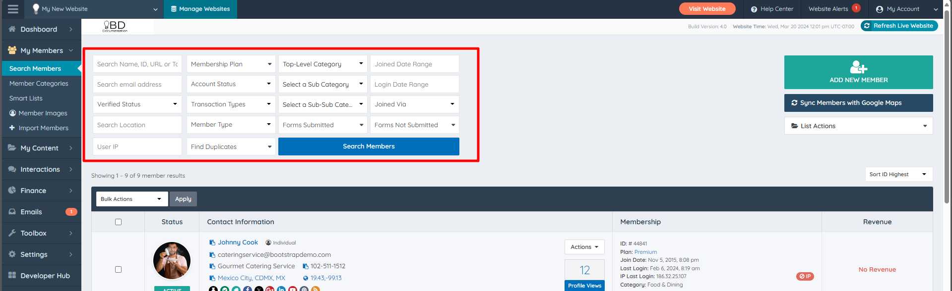 My Members » Search Members Overview | Brilliant Directories ...