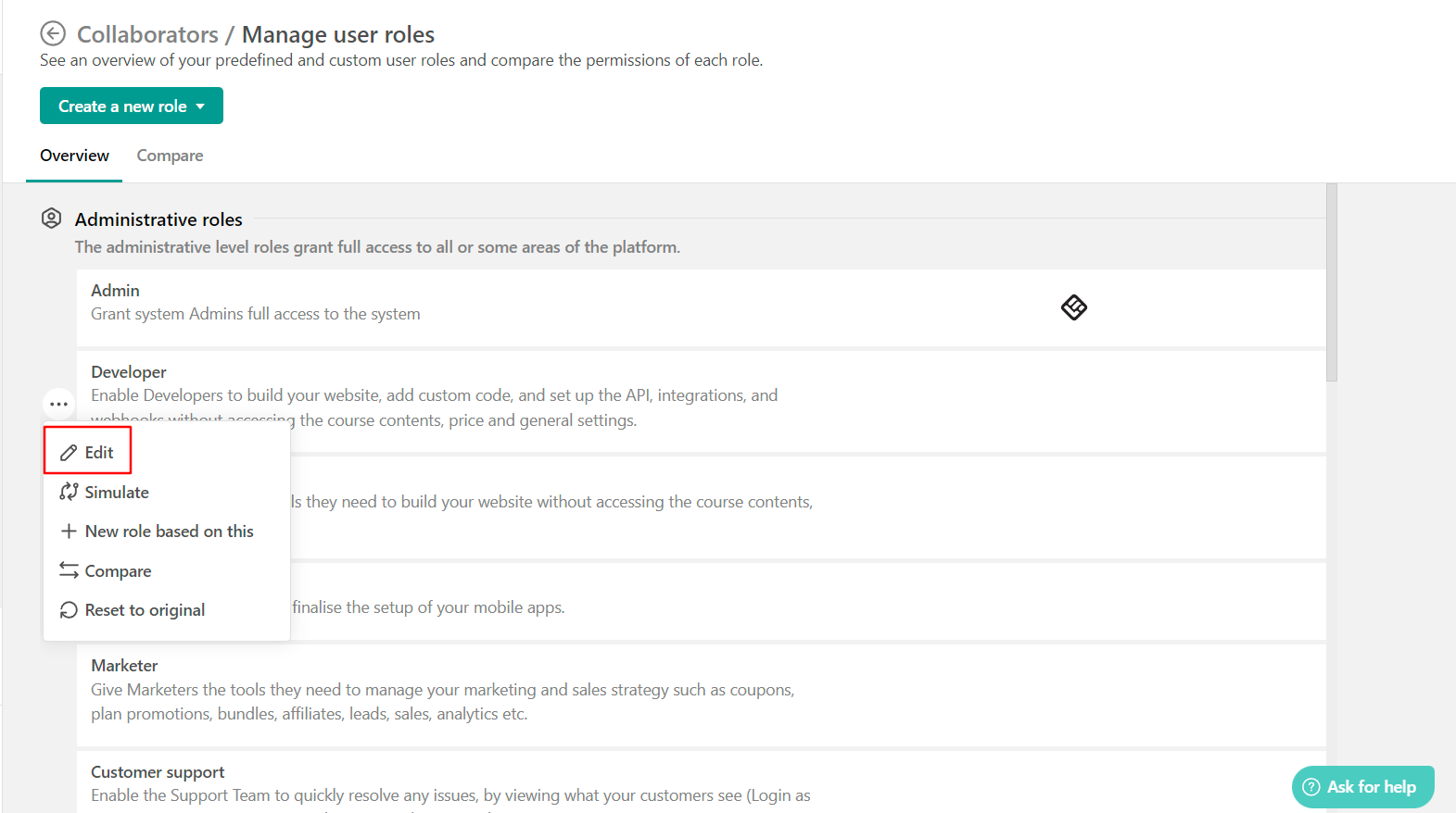 How to Create Custom User Roles : LearnWorlds Help Center