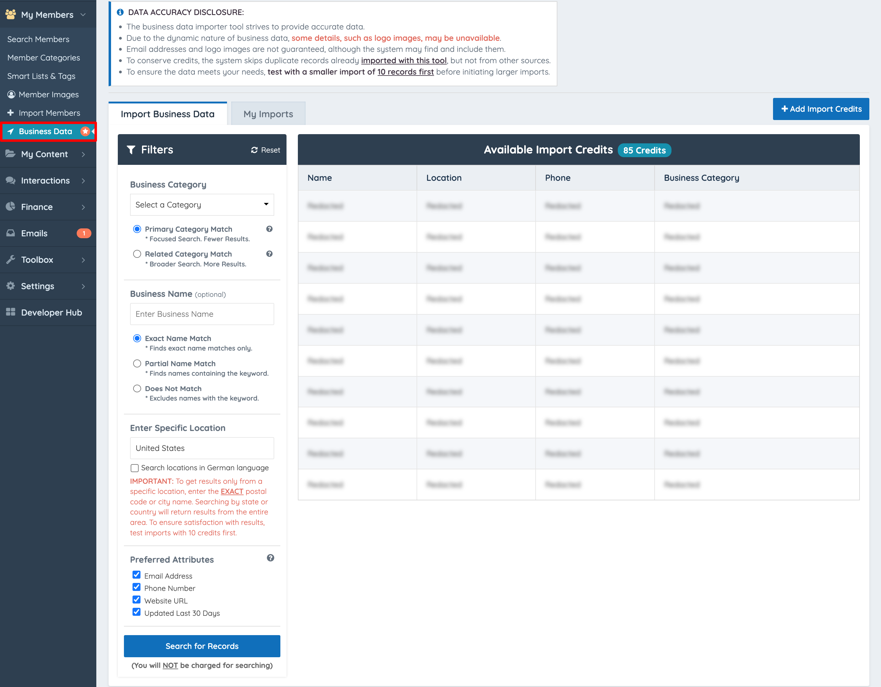 Instant Business Data | Brilliant Directories Documentation | BD Support
