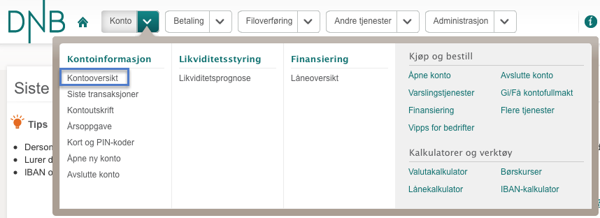 Last ned kontoutskrift fra nettbanken : Fiken