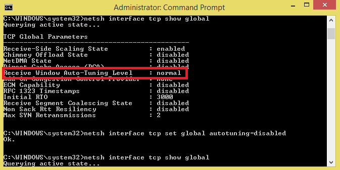Netsh Interface Tcp Show Global