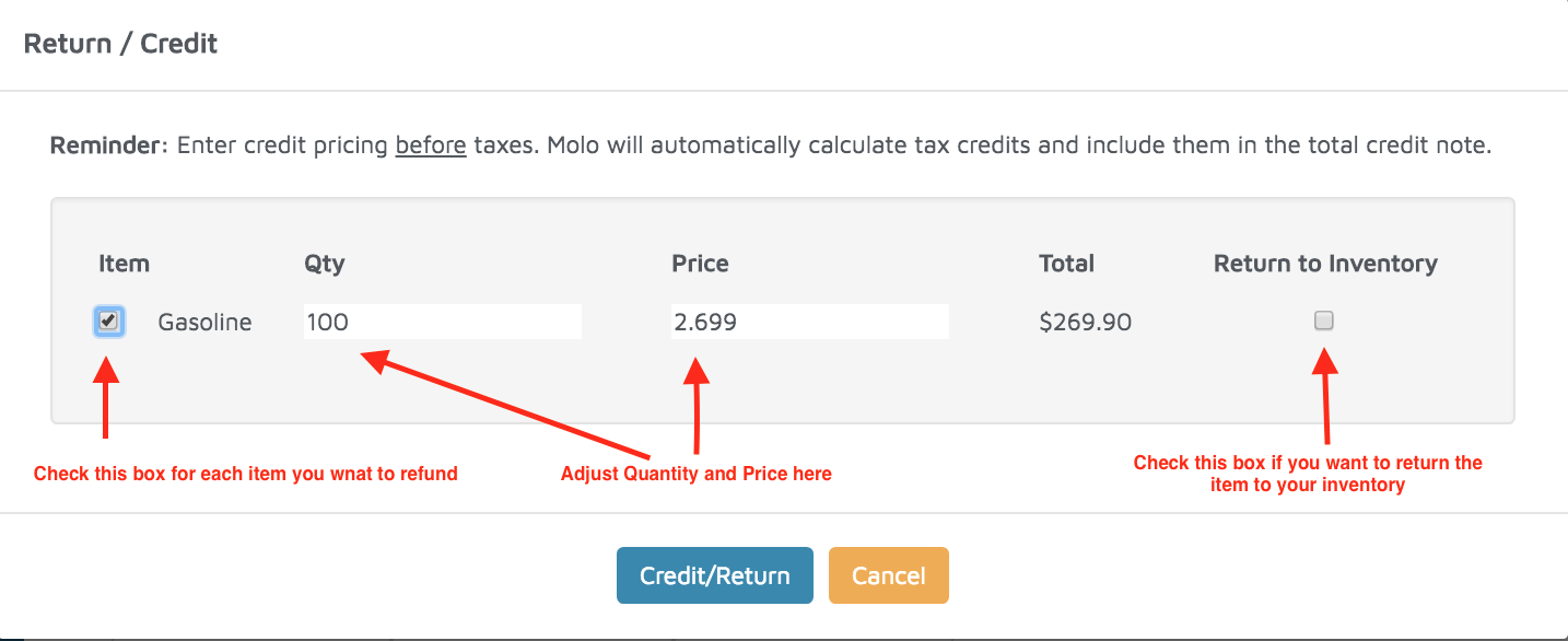 How to Issue a Credit Note : Molo, Inc.