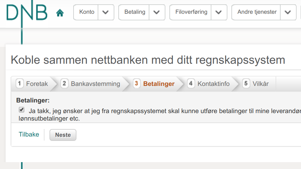 Integrasjon med DNB bedriftsnettbank : Fiken