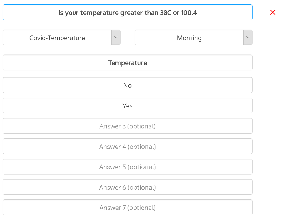 COVID-19 Screening Questionnaire : Support