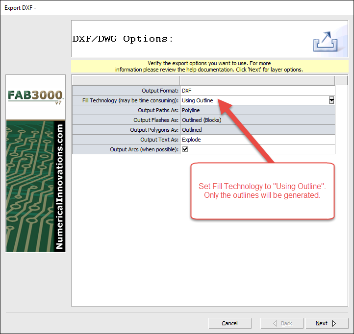 How do I export a DXF file that only contains outlined data ...