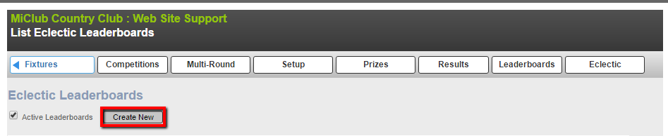 Eclectic - Create Event : One Golf Help