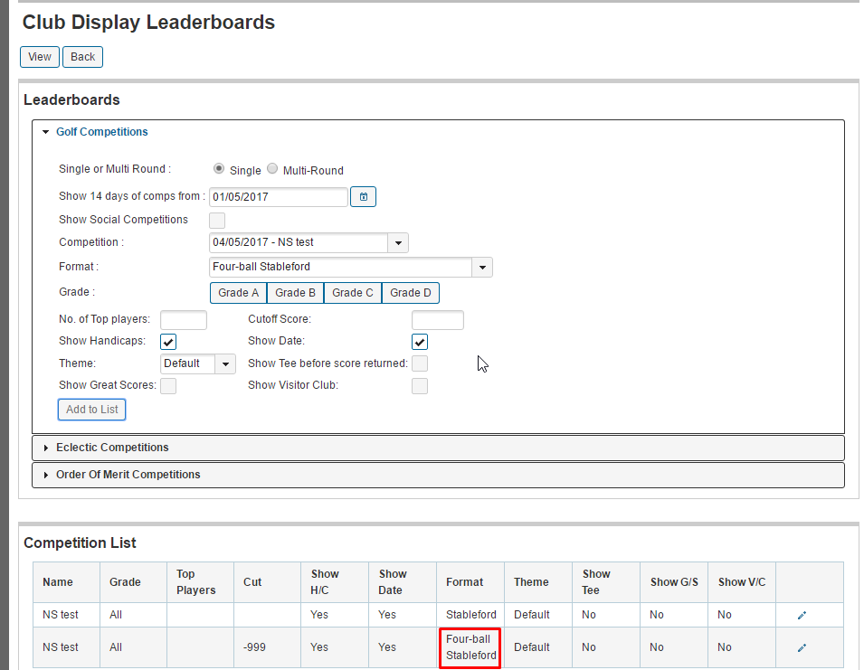 Competitions - Clubhouse Leaderboard Display (Reference Guide) : MiClub ...