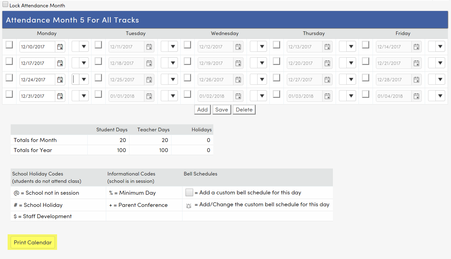 Create a Calendar : Aeries Software
