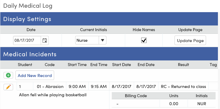 Daily Medical Log : Aeries Software