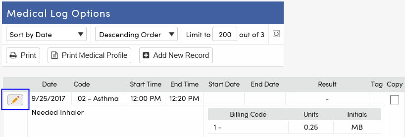 Medical Log : Aeries Software