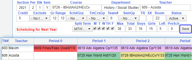 Scheduling Master Schedule Board : Aeries Software