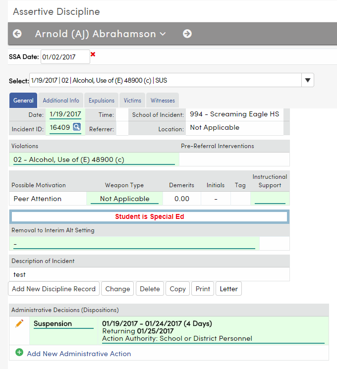 CALPADS in Aeries Basics - Assertive Discipline : Aeries Software