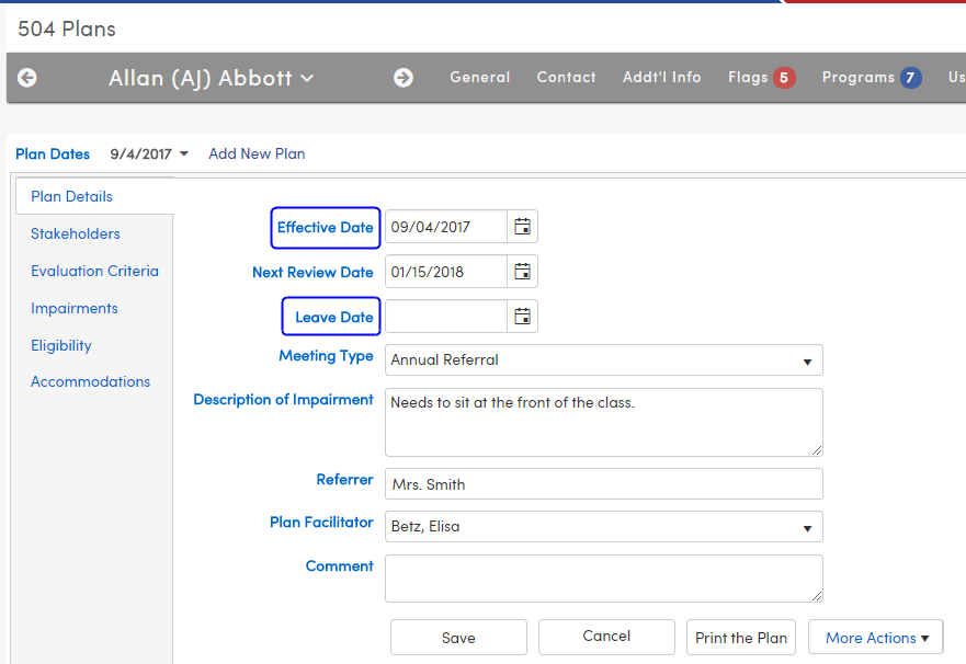 CALPADS in Aeries Basics - 504 Plans : Aeries Software
